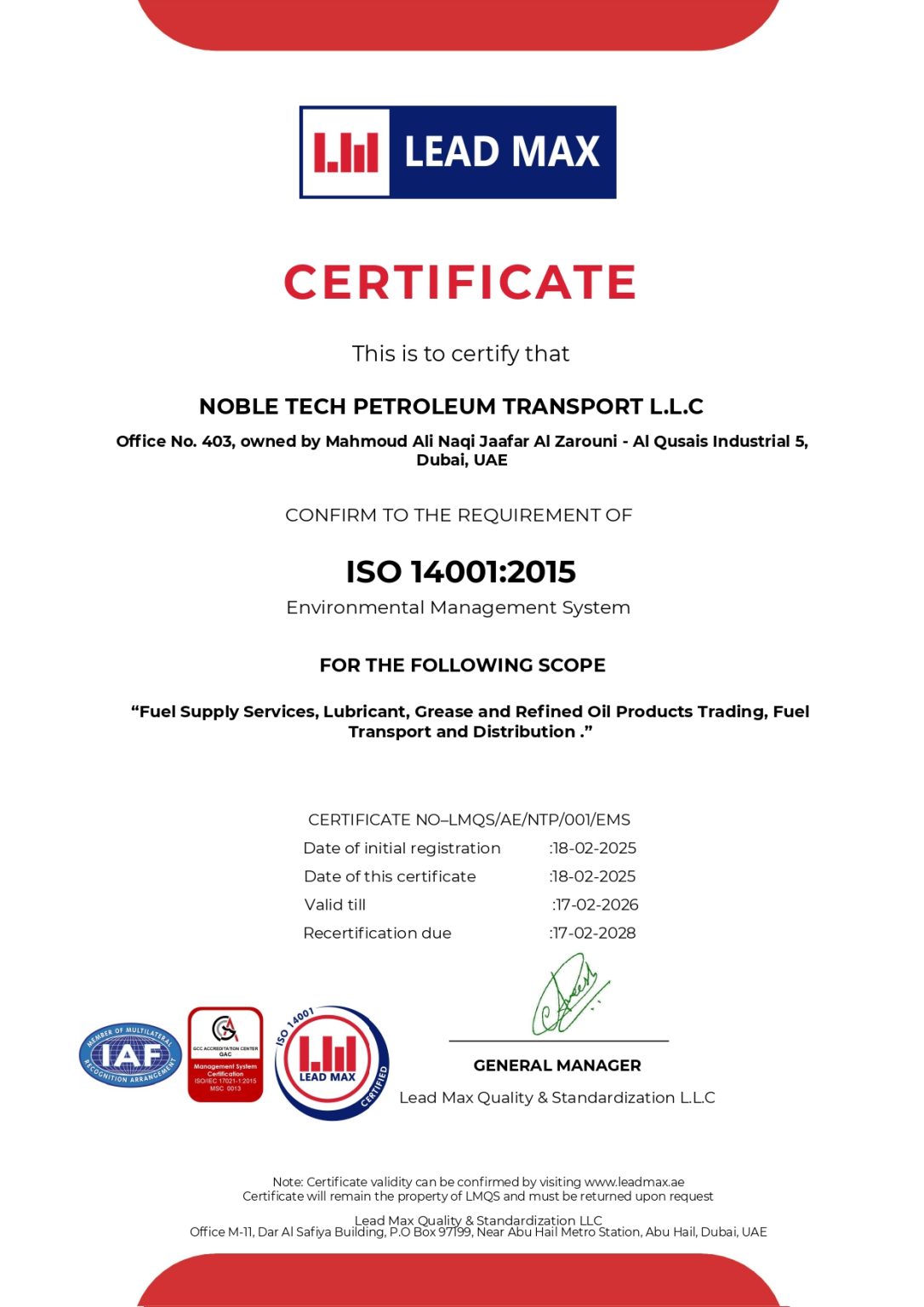 NOBLE TECH PETROLEUM TRANSP0RT LLC